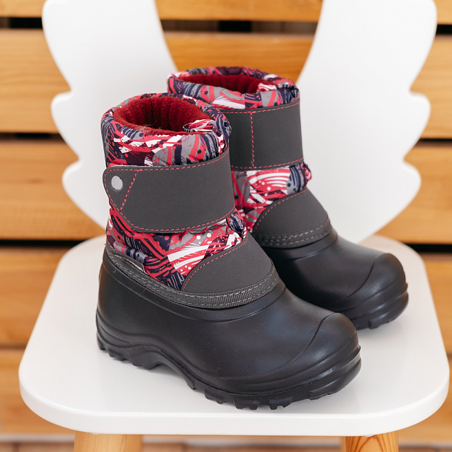 Сноубутсы Nordman Joy из ЭВА на липучке серо-розовые c серой подошвой - купить в интернет ...